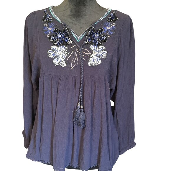 Vintage America | Tops | Vintage America Embroidered Peasant Blouse ...